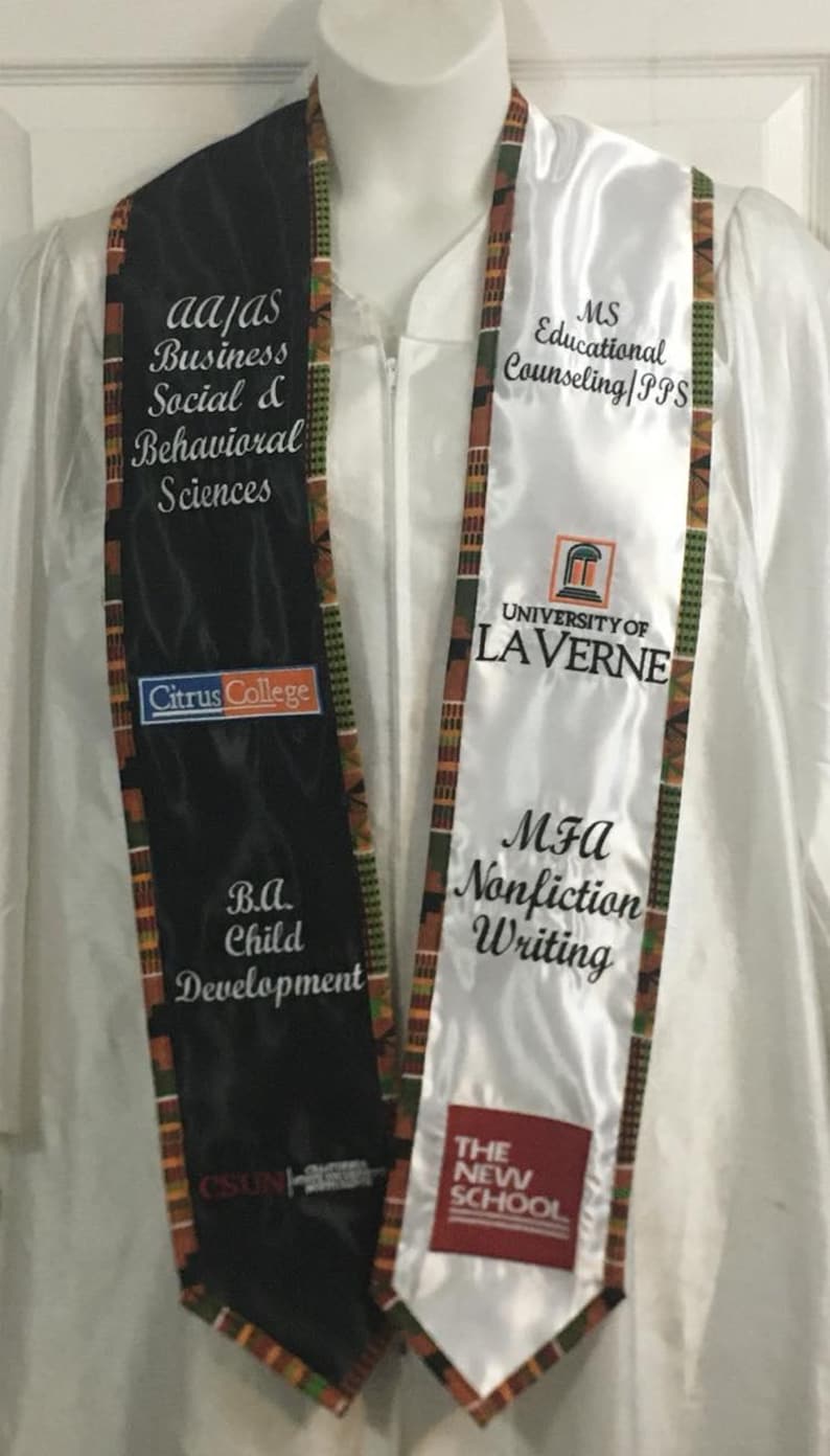 Graduation Stole/ Kente Cloth Trim College Graduation Stole ...