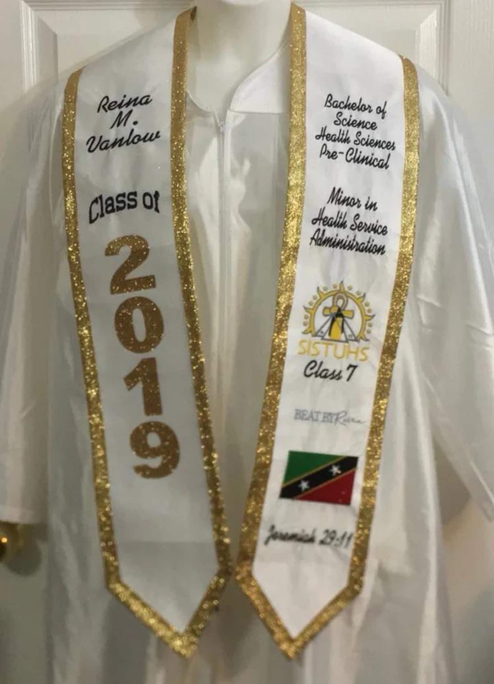 Graduation Stole Glitter Trim/college Graduation Stole/personalized ...