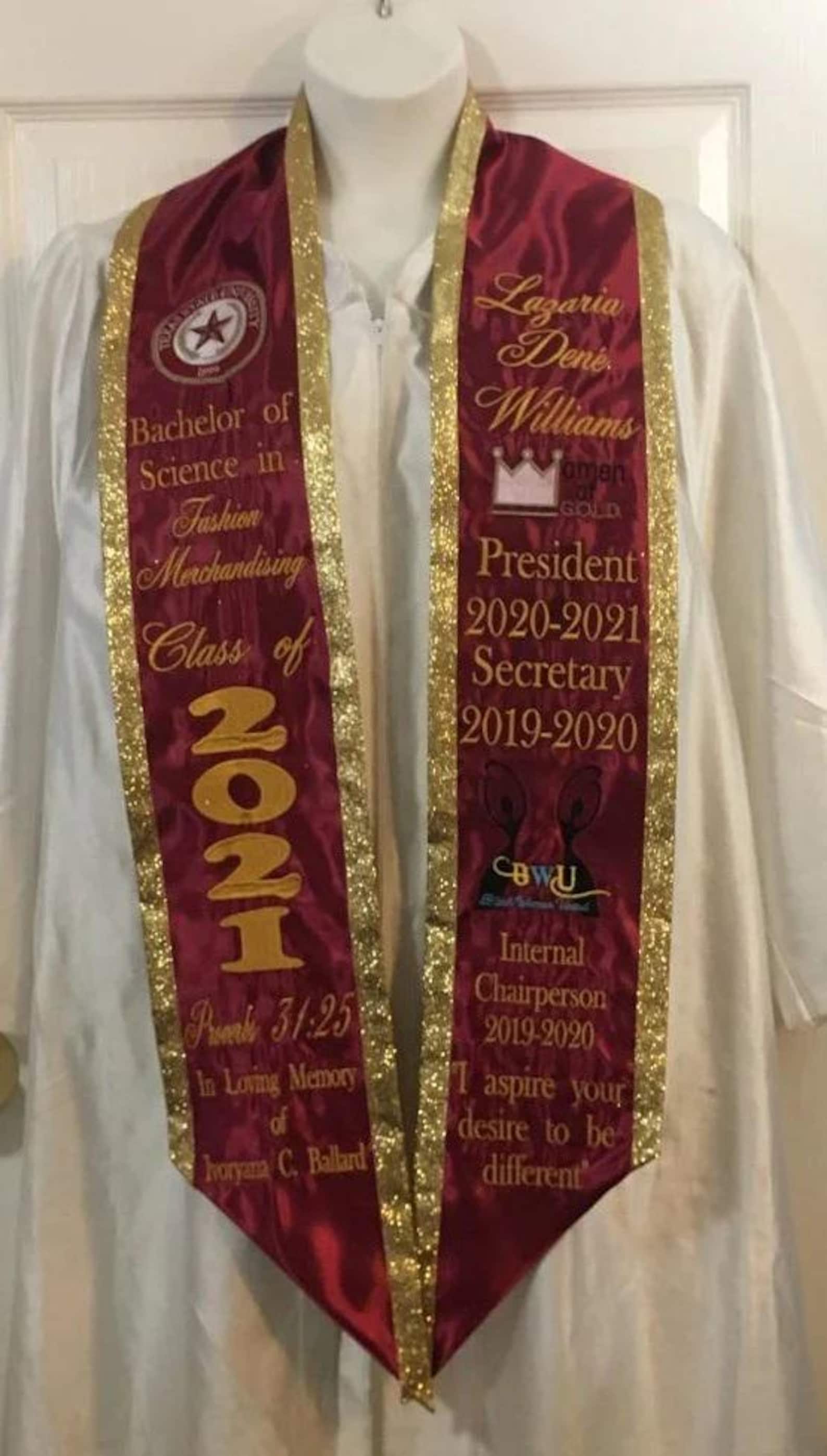 Graduation Stole Glitter Trim/college Graduation Stole/personalized ...