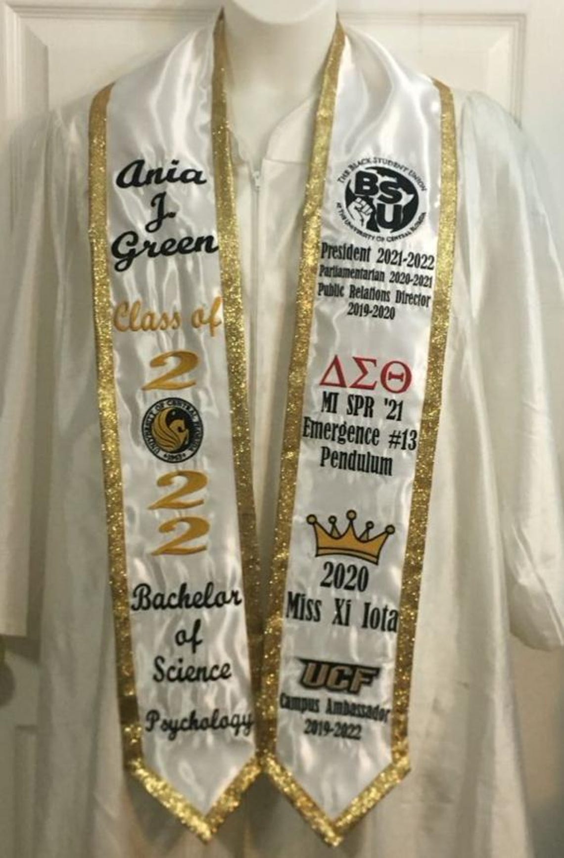 Graduation Stole Glitter Trim/college Graduation Stole/personalized ...