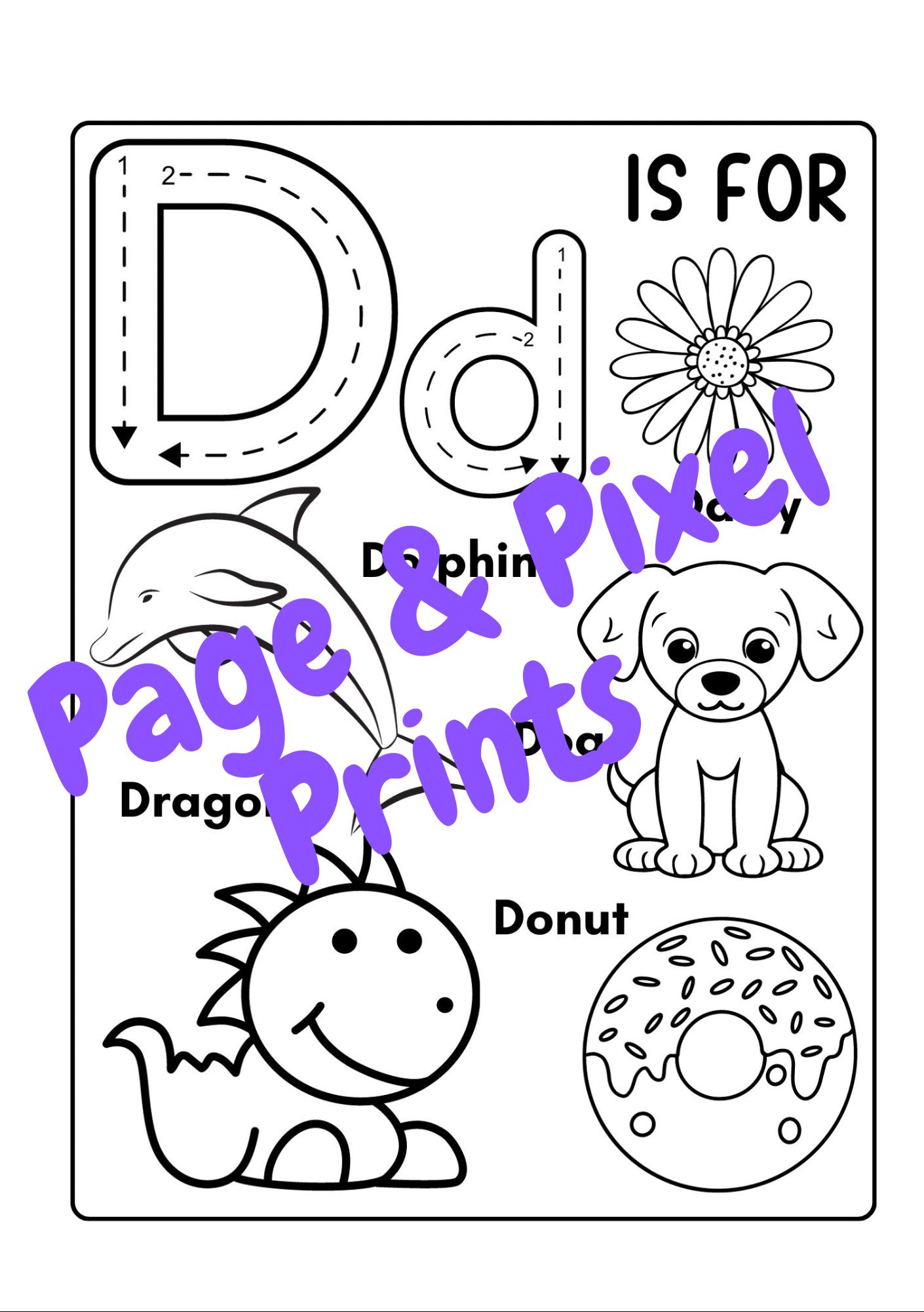 Kids Alphabet Colouring Sheets - Fun Kids Colouring Sheets - Etsy