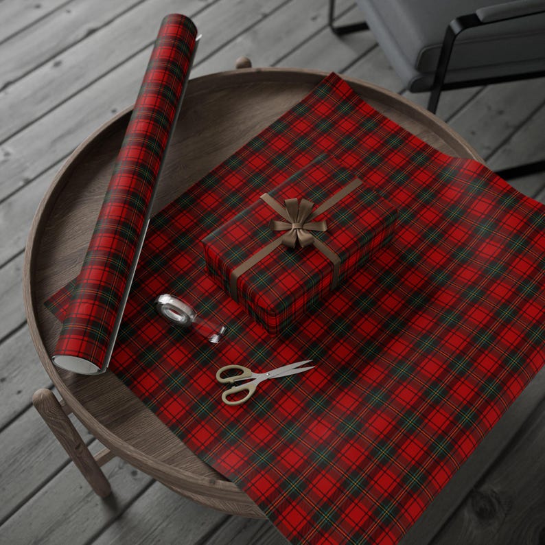 Red Plaid Wrapping Paper | Classic Christmas Gift Wrap | Cozy Lodge ...