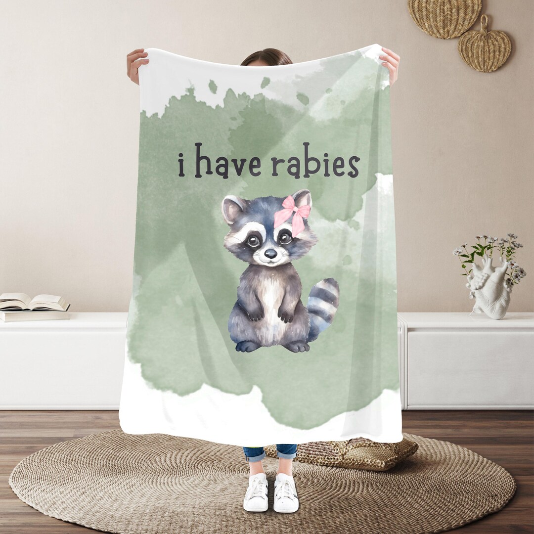 Funny Raccoon Blanket I Have Rabies Meme Throw Cozy Cottagecore Blanket ...