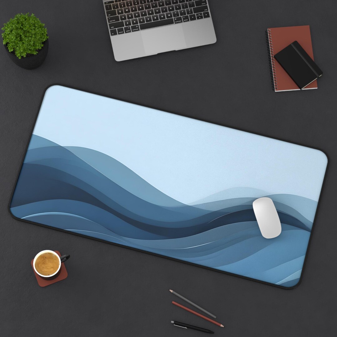 Blue Wave Desk Pad Abstract Ocean Mouse Pad for Office or Gaming Setup ...