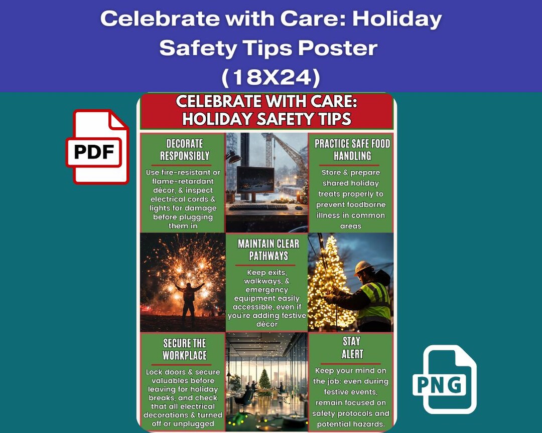 Celebrate With Care: Holiday Safety Tips Poster Workplace Guide 18X24 ...