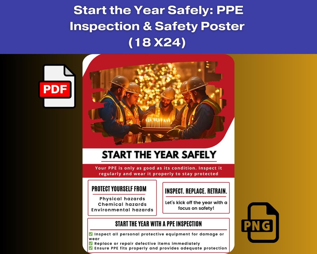 Start the Year Safely: PPE Inspection & Safety Poster 18X24 Digital ...