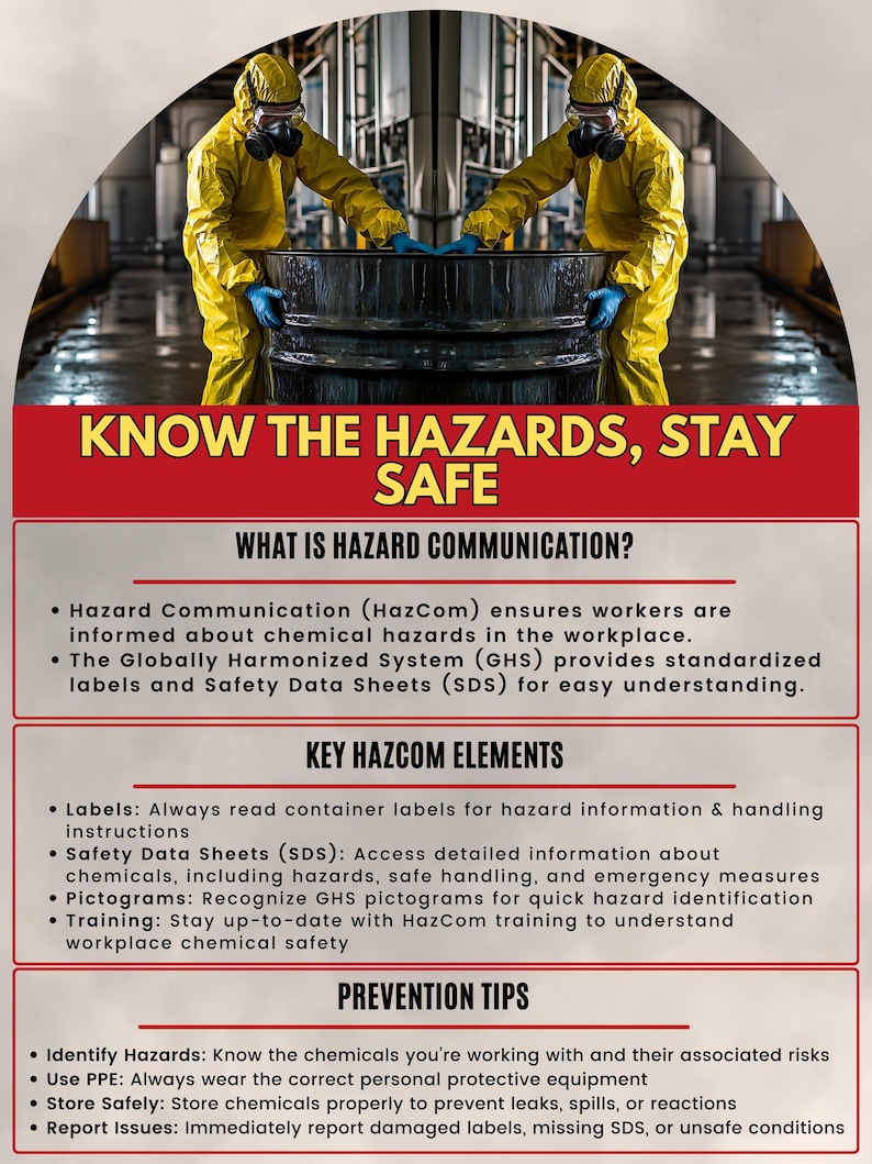 Chemical Safety Poster Hazard Communication & Prevention Tips 18X24 - Etsy