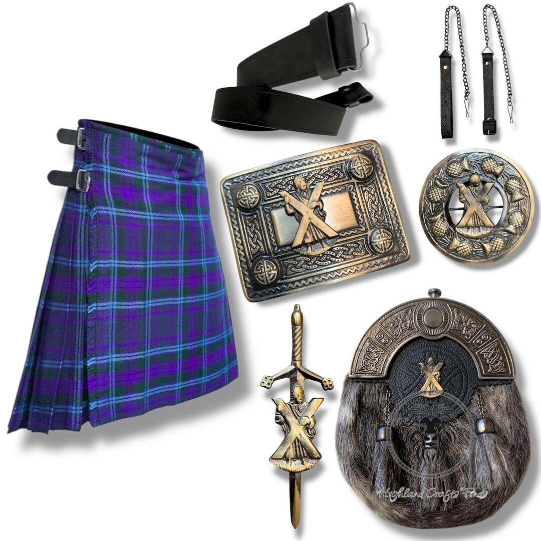 Scottish St Andrew Wedding Kilt Set Traditional Men's 7 Pieces St ...