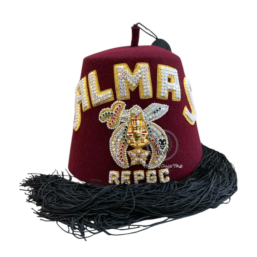 Masonic Shriner Custom Fez Hat Golden Bullion Underlay Rhinestones ...