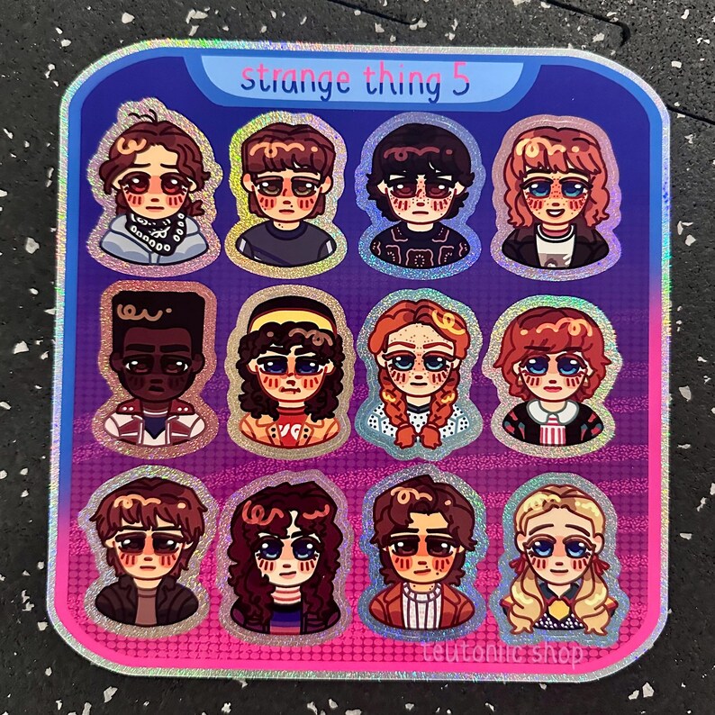 Strange Thing 5 Sticker Sheet | Will Byers, Steve Harrington, Mike ...