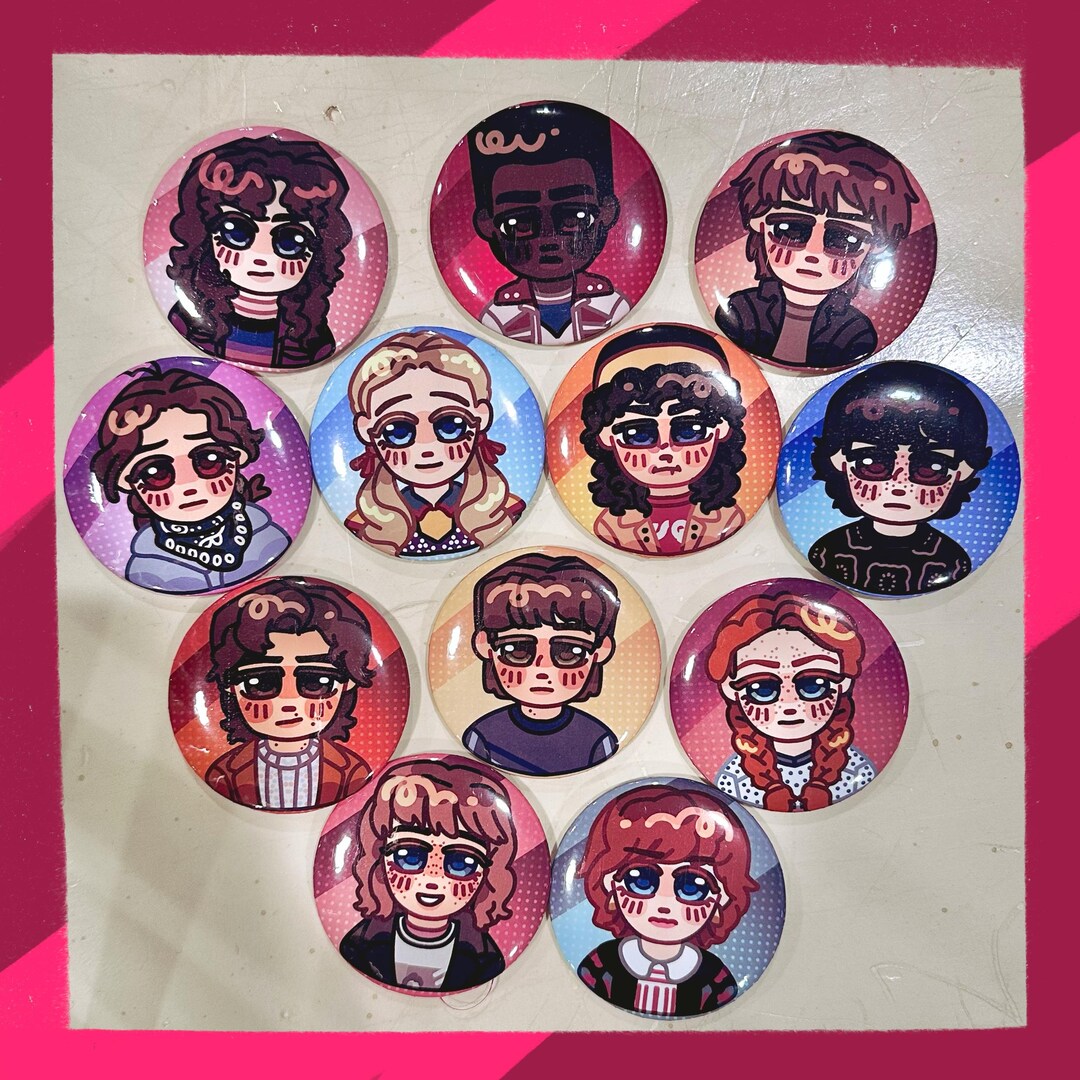 Strange Thing 5 Buttonback Pins | Mike Wheeler, Will Byers, Steve ...