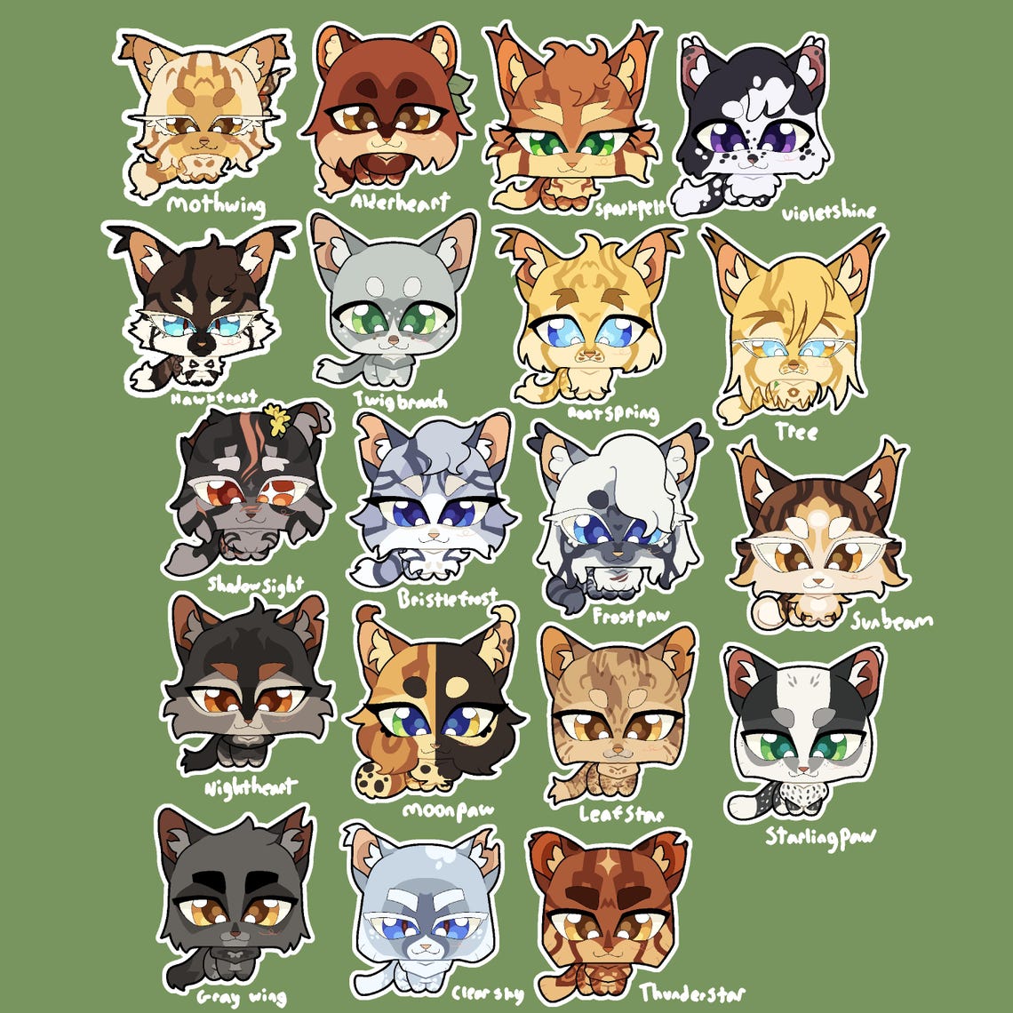 Warrior Cute Cats Stickers | Squirrelstar, Leafpool, Hollyleaf ...