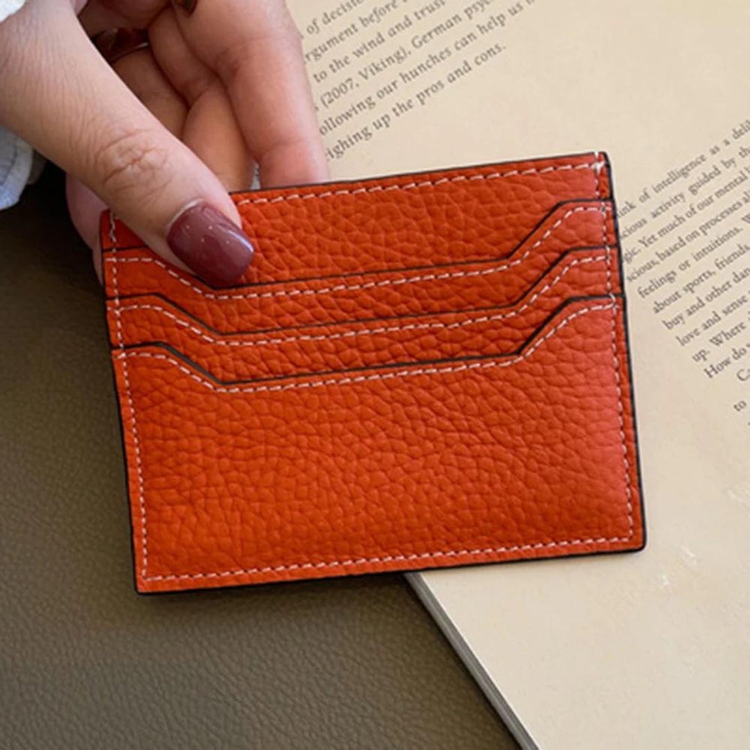 Real Leather Credit Card Holder Custom Initials, Men Women Wallet ...