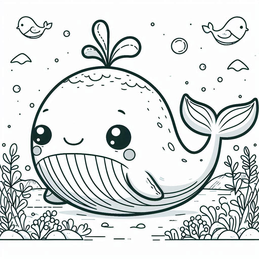 200 Pages Whale Coloring Book - Cute and Relaxing Digital Download ...
