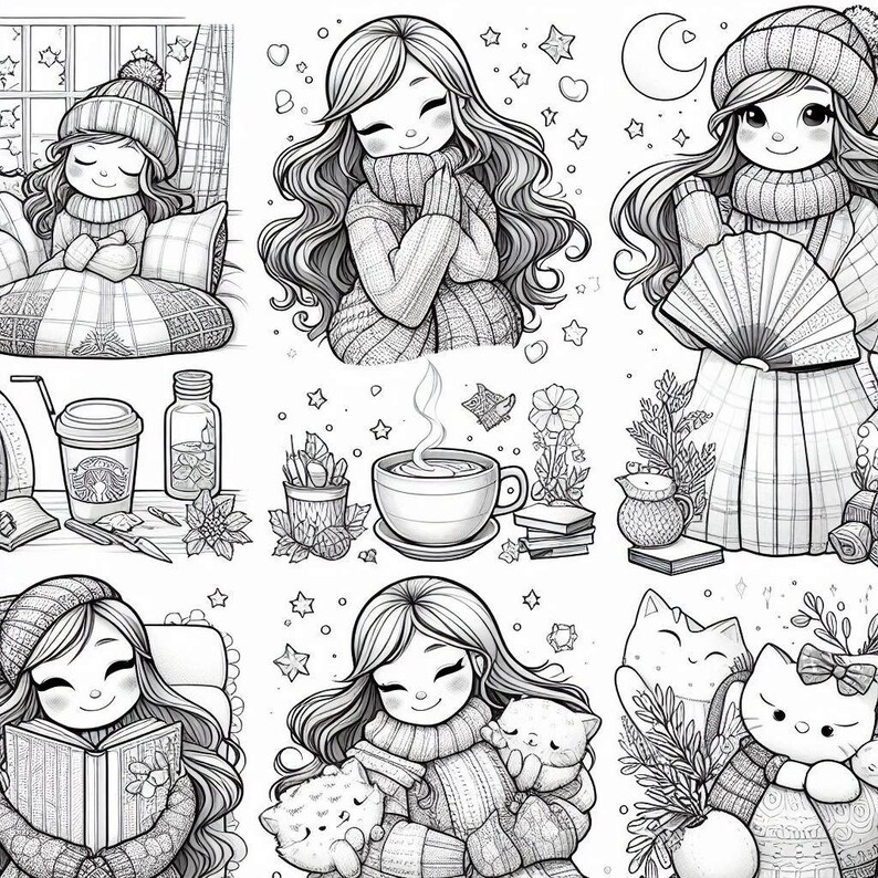 Cozy Teen Girl Coloring Book Printable - Etsy