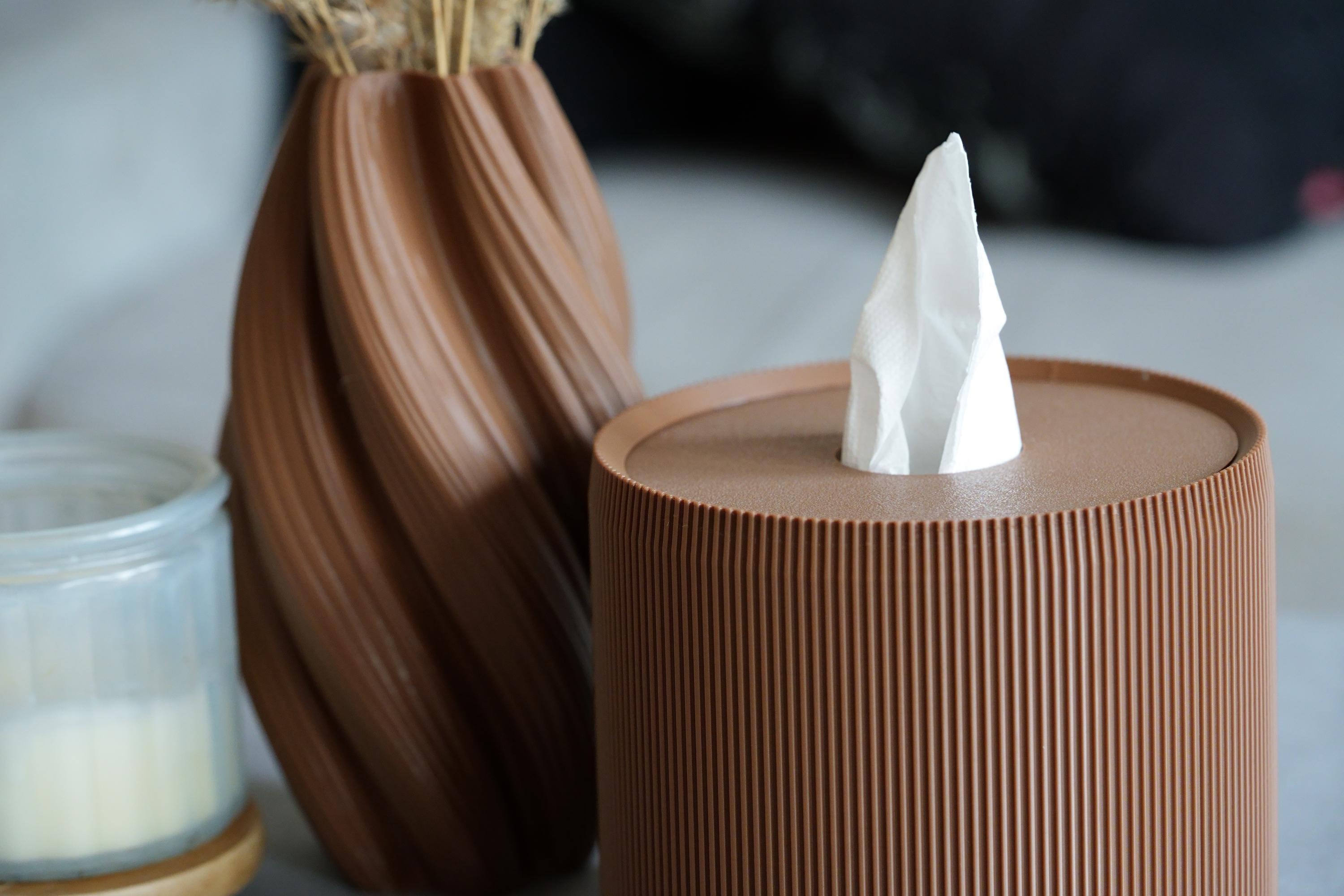 Tissue Holder Toilet Paper Dispenser Modern Round Tissue Box Cover ...