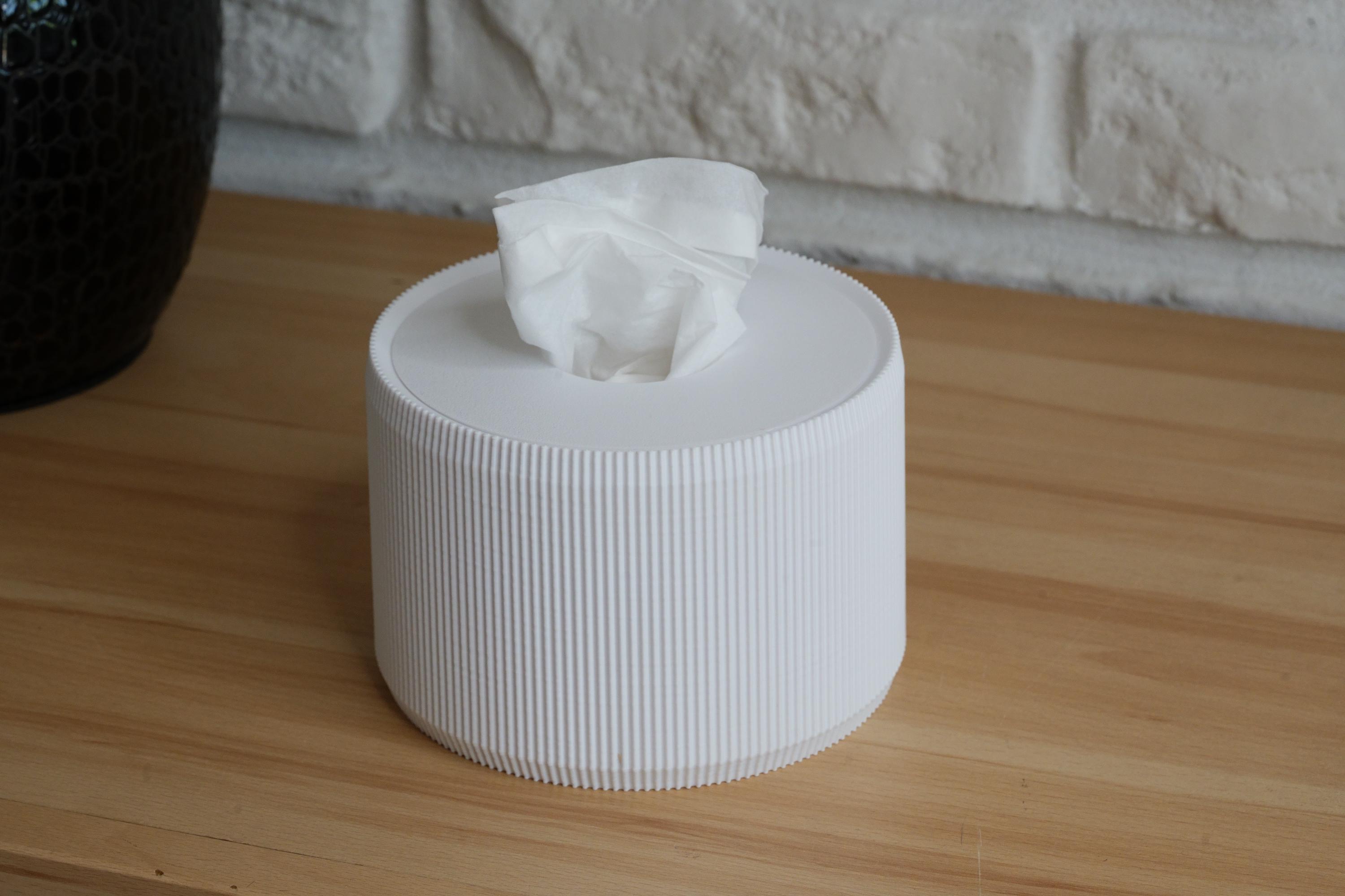 Round Tissue Box Cover Modern White Tissue Pod Minimalist Bathroom ...