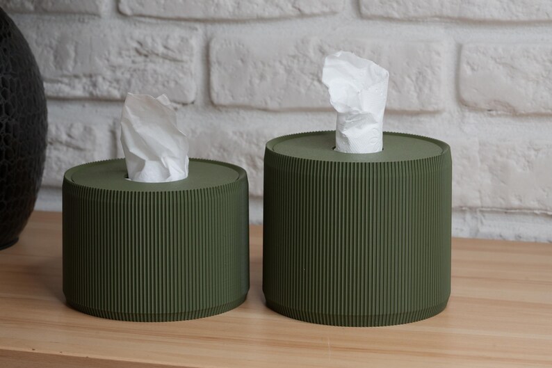 Round Tissue Box Cover Modern White Tissue Pod Minimalist Bathroom ...