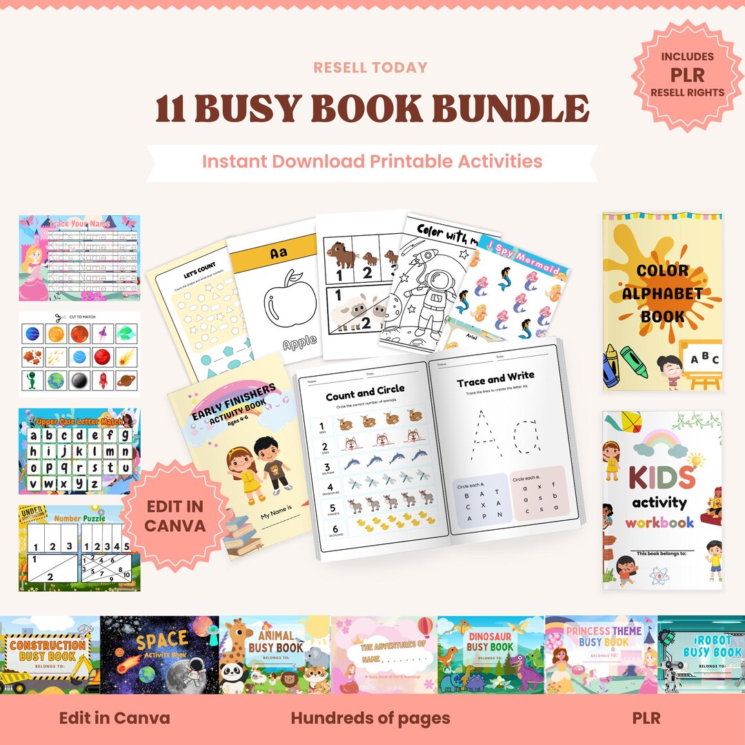 Busy Book Bundle, Printable Kids Activity Book, Canva Editable Busy ...