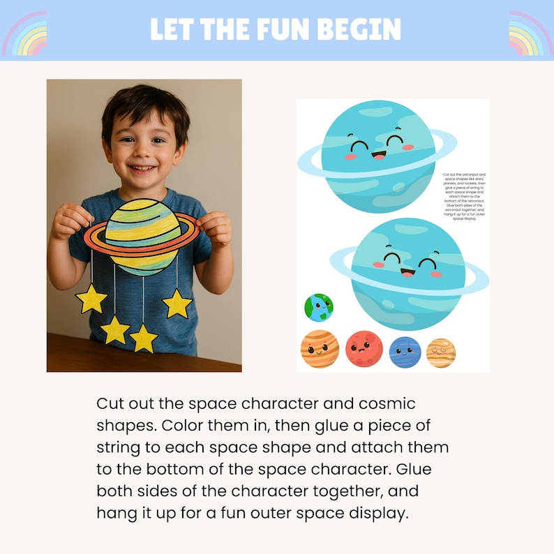 Space Mobile Craft for Kids Printable Outer Space Activity With Planets ...