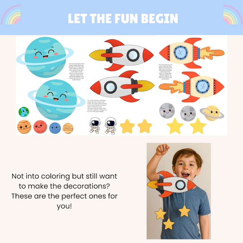 Space Mobile Craft for Kids Printable Outer Space Activity With Planets ...