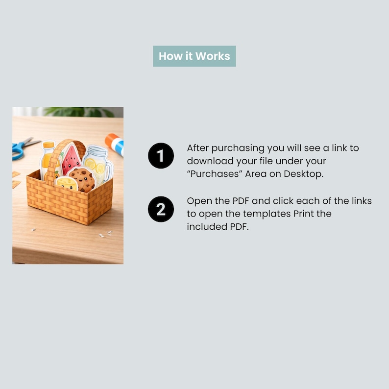 Paper Basket & Picnic Cut and Paste Activity for Kids | Printable ...