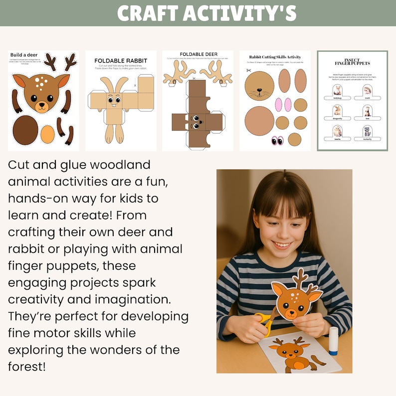 Woodland Animals Activity Pack: 50 Printable Pages, Flashcards & Crafts ...
