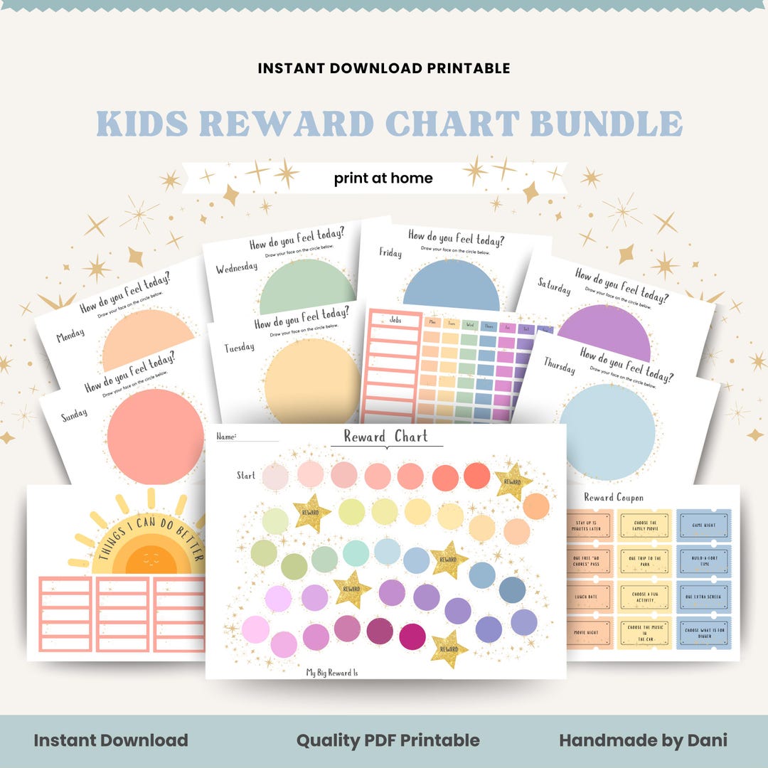 Kids Behavior Chart Bundle | Reward Chart & Coupons | Growth Mindset ...