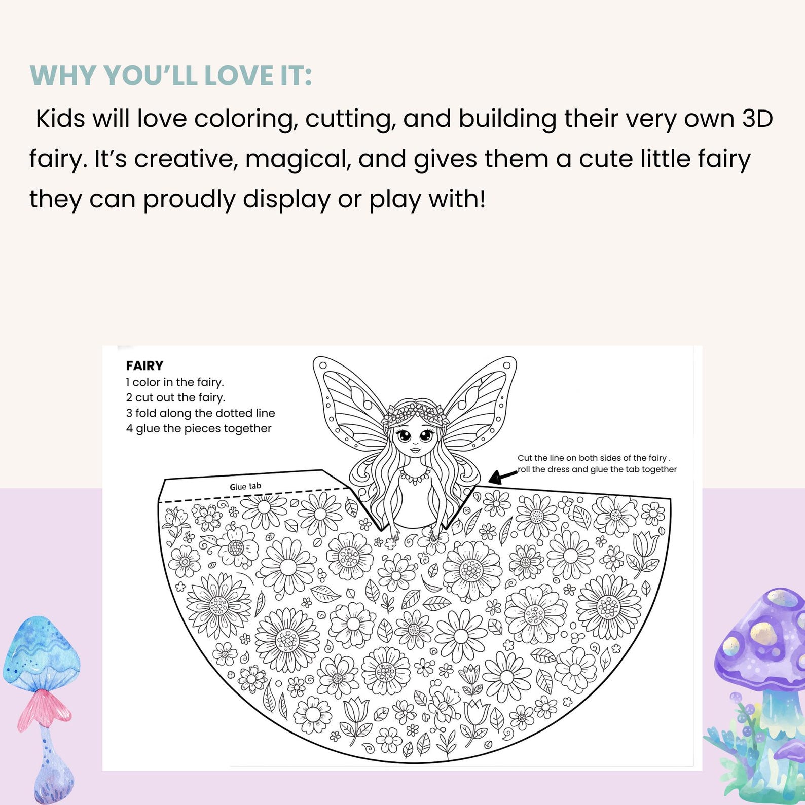 6 Paper Fairy Craft for Kids Printable Cut & Build Fairy Activity, Easy ...