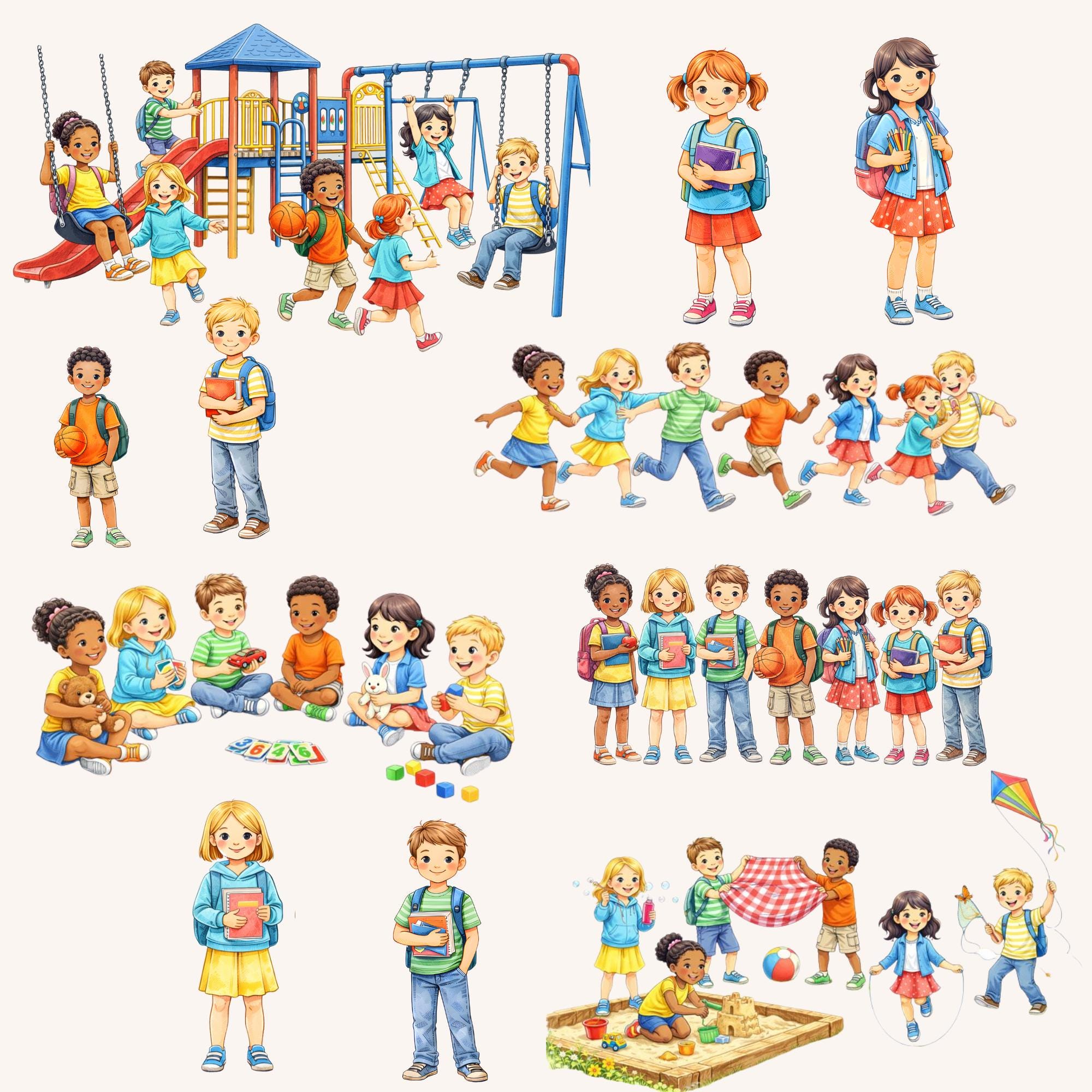 School Supplies Clipart Set - 76 Watercolor Pngs - School Illustrations ...
