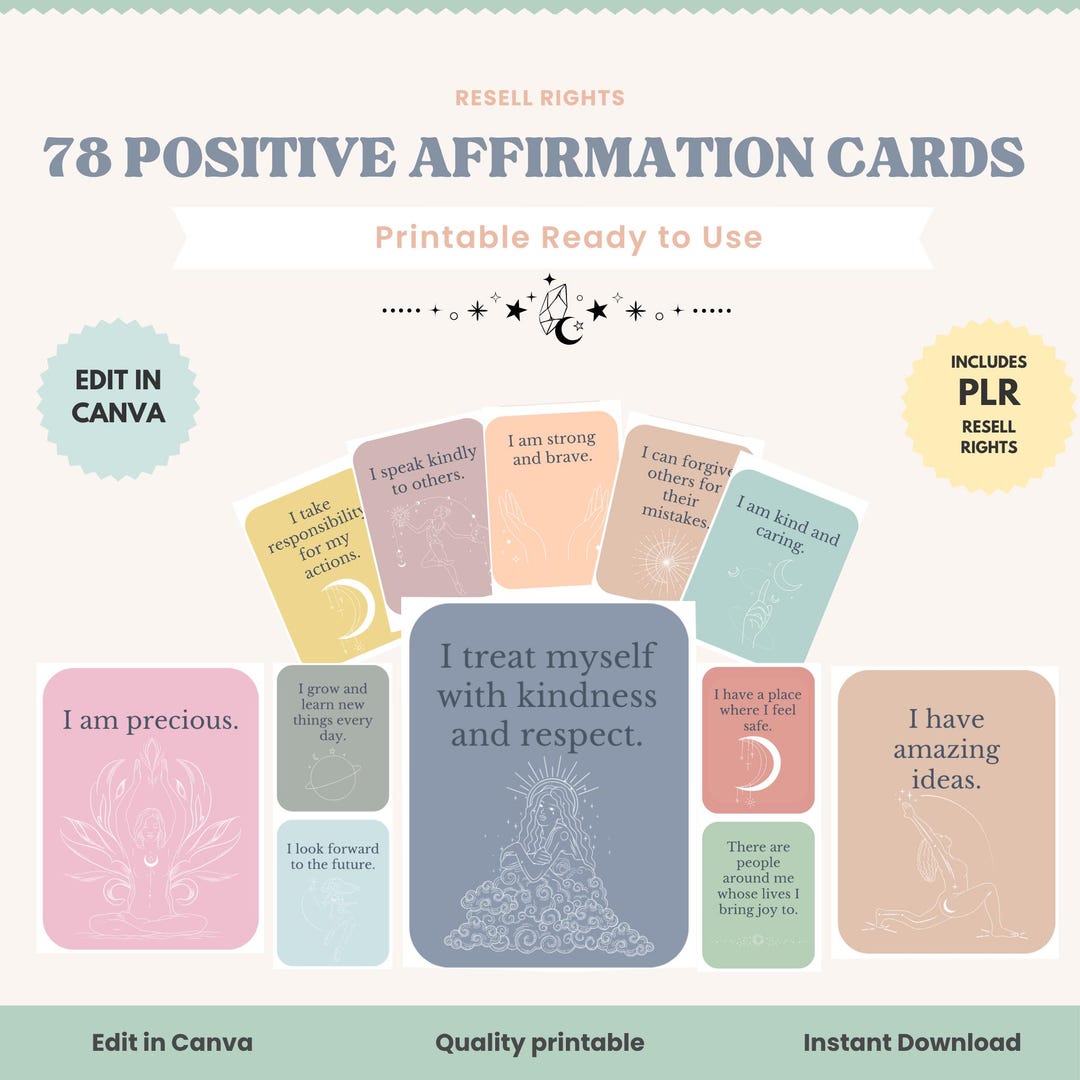 Positive Affirmation Cards for Teens | Printable, Editable Canva ...