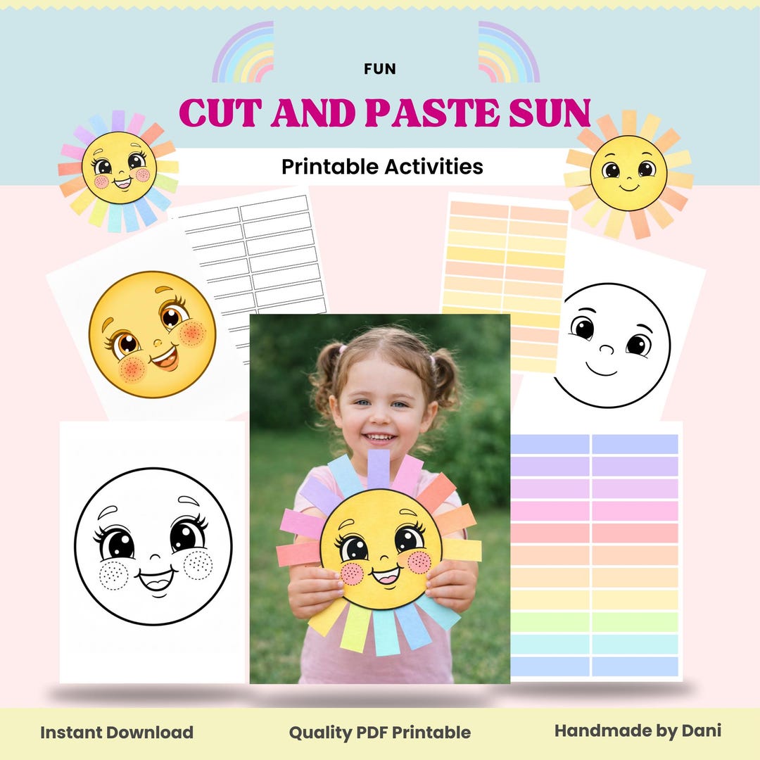 Cut and Paste Sun Craft for Kids | Colour Your Own Printable Activity ...