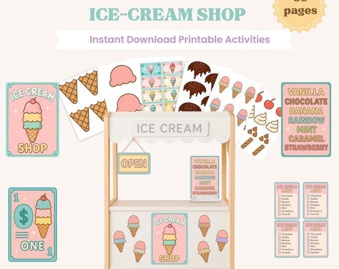 Printable Ice Cream Shop Pretend Play Kit: Summer Activity (PDF ...