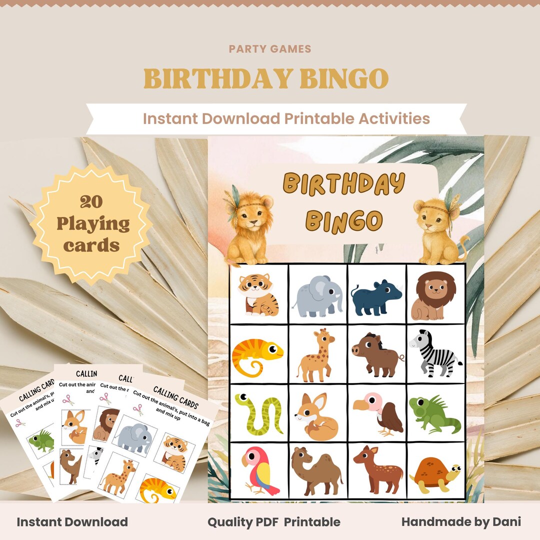Birthday Bingo Cards Printable Game for Kids Fun Birthday Party ...