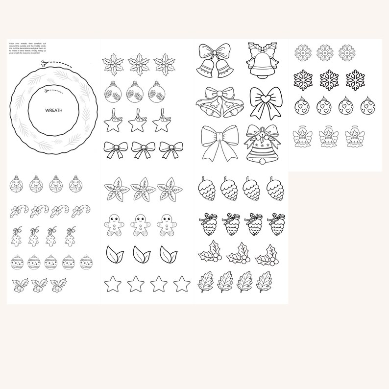 Christmas Wreath Craft for Kids, Cut and Glue Activity (printable) - Etsy