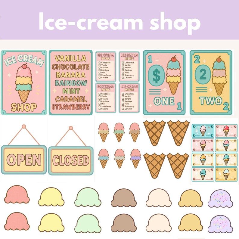 Printable Ice Cream Shop Pretend Play Kit: Summer Activity (PDF ...
