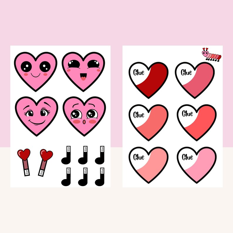 Love Caterpillar Craft for Kids Printable | Valentine Cut and Glue ...