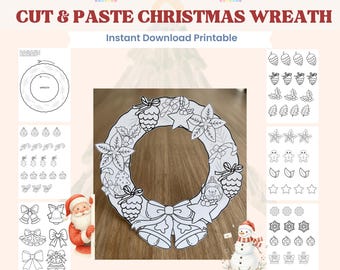 Cut and Paste Christmas Wreath Craft | Cut Out and Glue Activity ...
