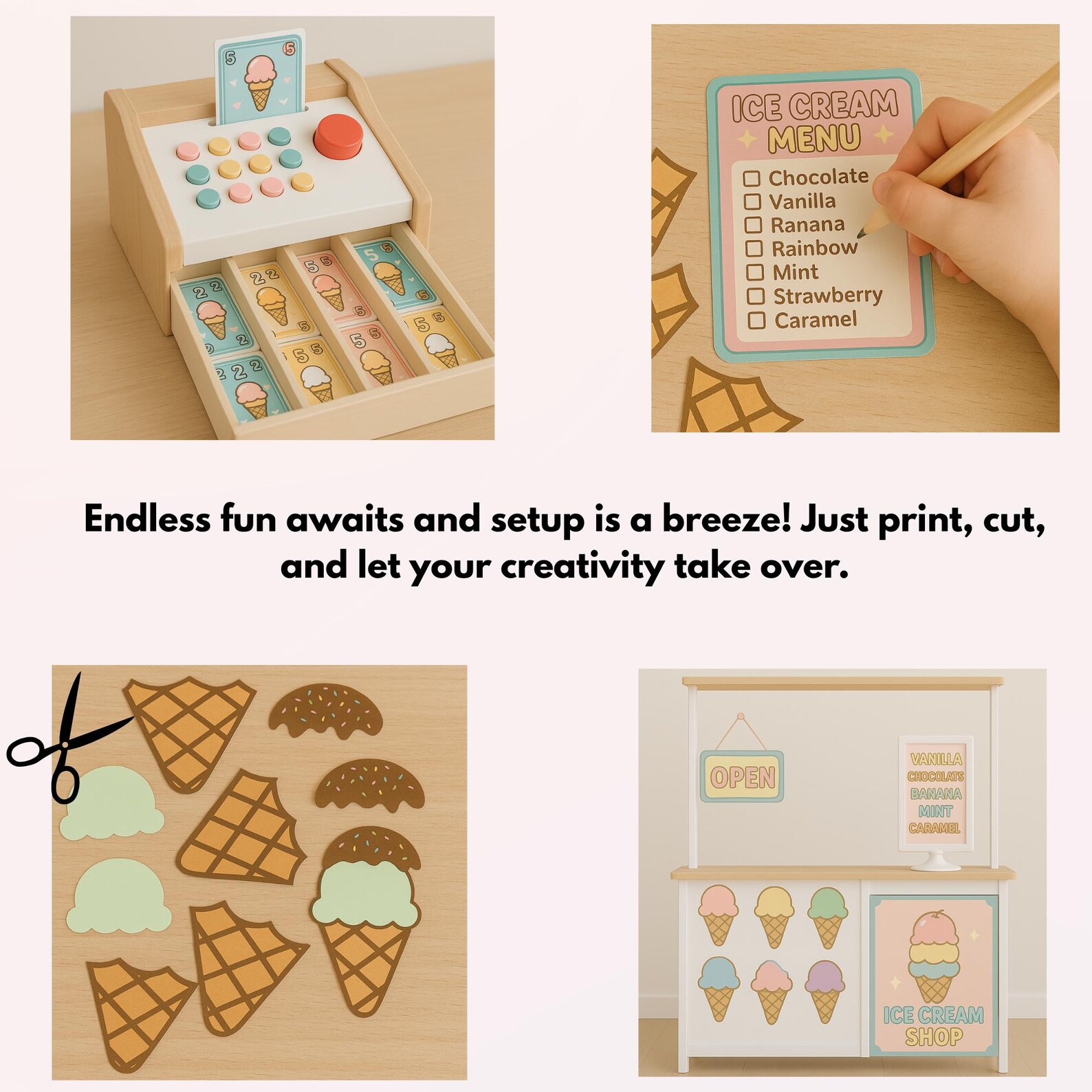 Printable Ice Cream Shop Pretend Play Kit: Summer Activity (PDF ...