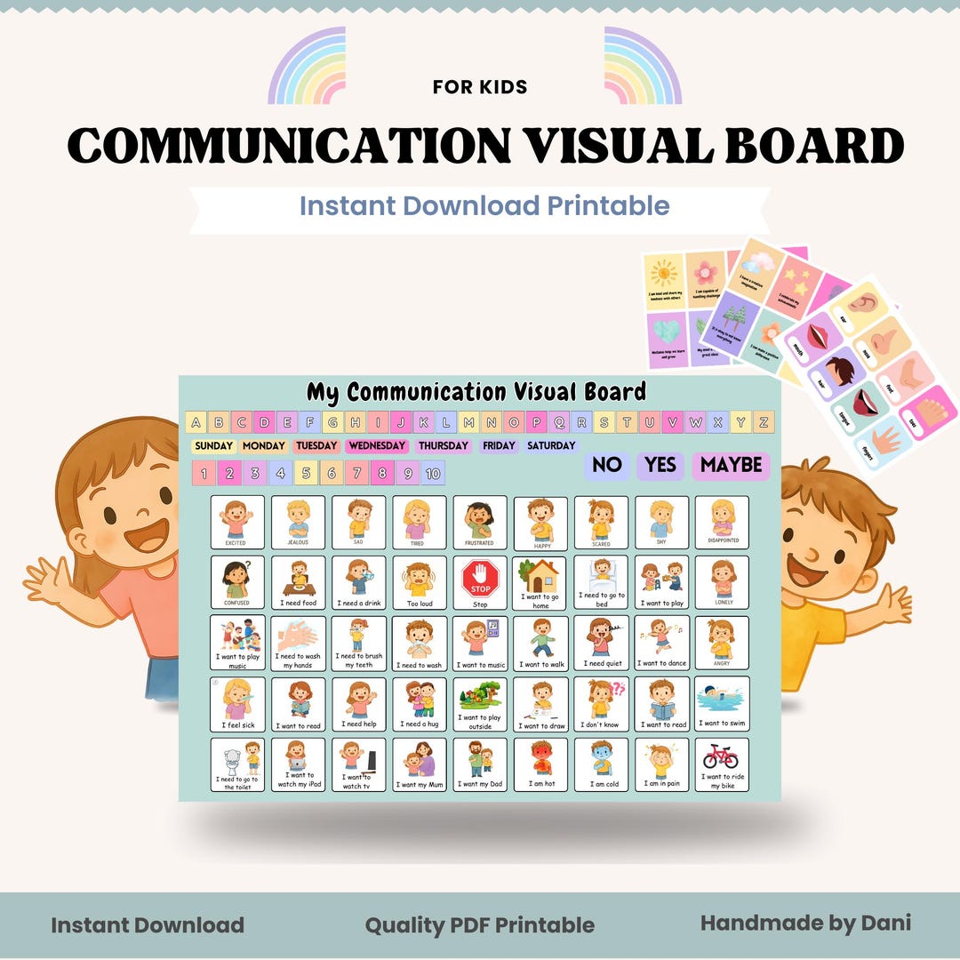 Visual Communication Board and Cards for Non-verbal Kids – Autism ...