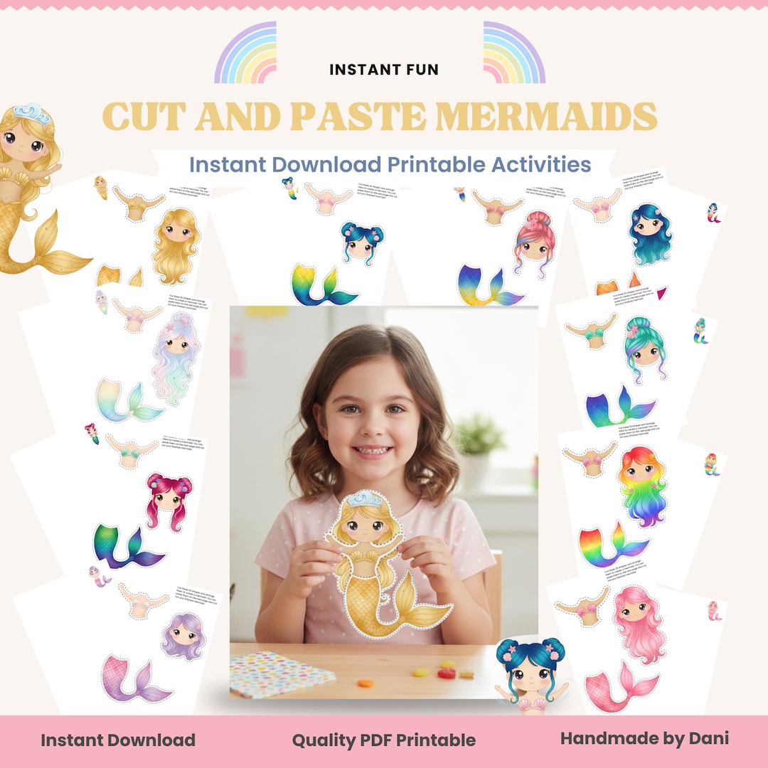 Mermaid Cut and Paste Activity: DIY Paper Craft (digital Download) - Etsy