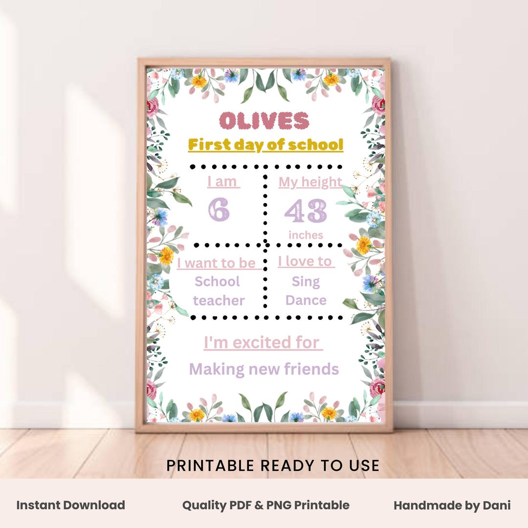 Editable Flower First & Last Day of School Sign | Personalized Back to ...