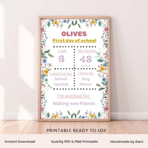 Editable Flower First & Last Day of School Sign | Personalized Back to ...