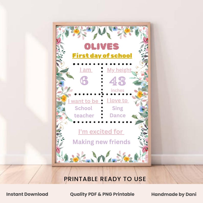 Editable Flower First & Last Day of School Sign | Personalized Back to ...