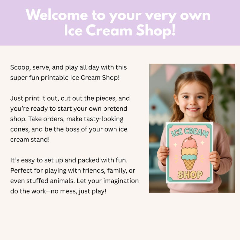 Printable Ice Cream Shop Pretend Play Kit: Summer Activity (PDF ...