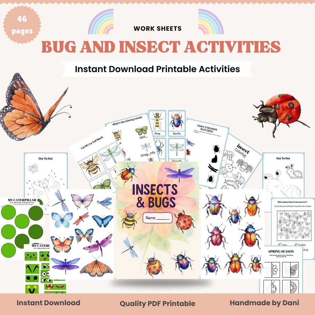 Bug and Insect Craft Activities: Cut & Glue Worksheets for Kids ...