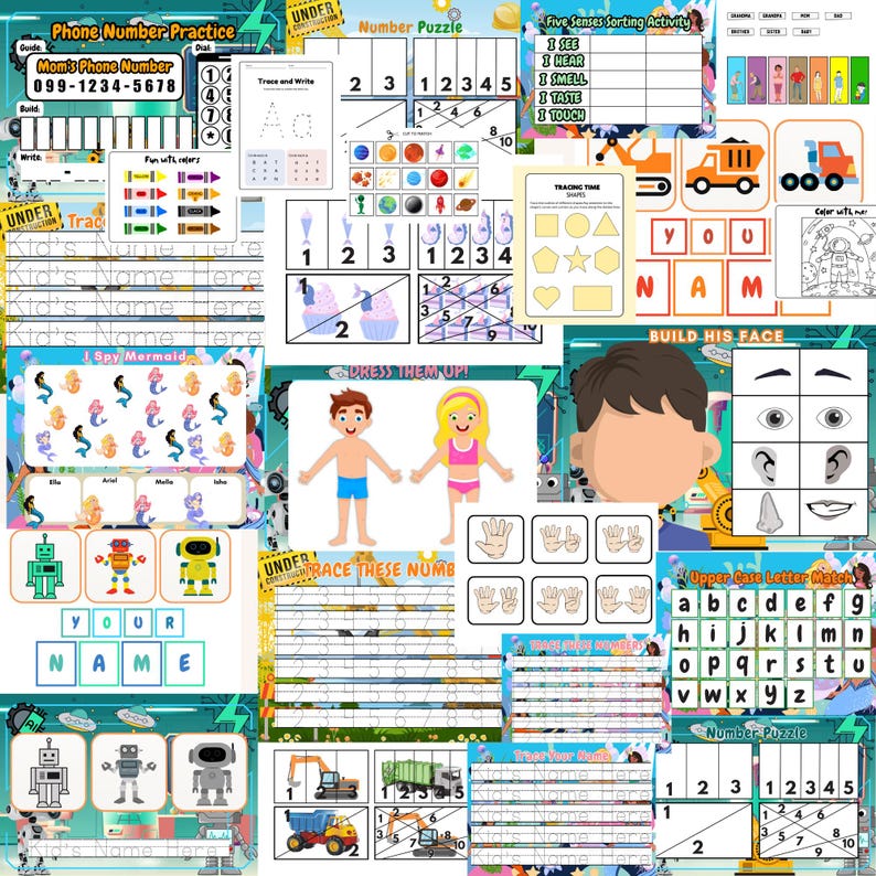 Printable Kids Activity Book Bundle, Preschool Worksheets (PLR) - Etsy