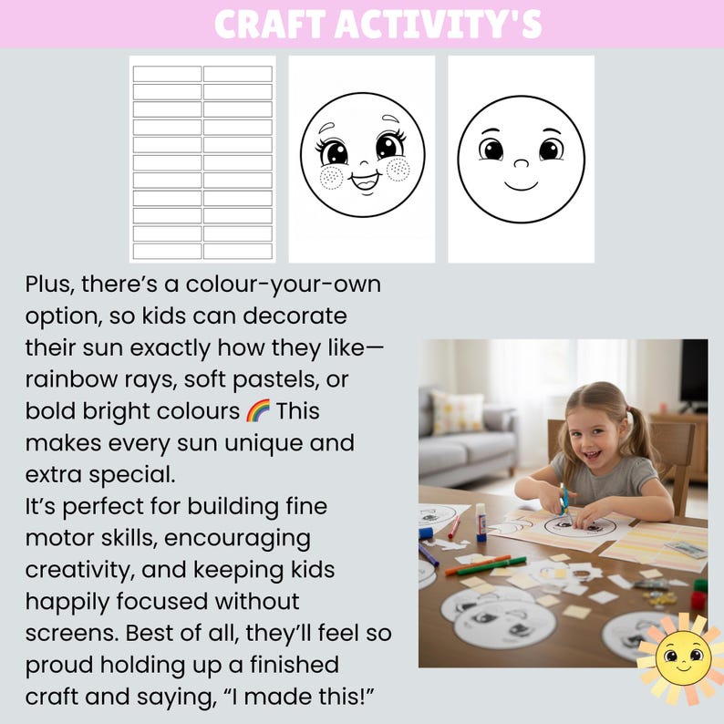 Cut and Paste Sun Craft for Kids | Colour Your Own Printable Activity ...