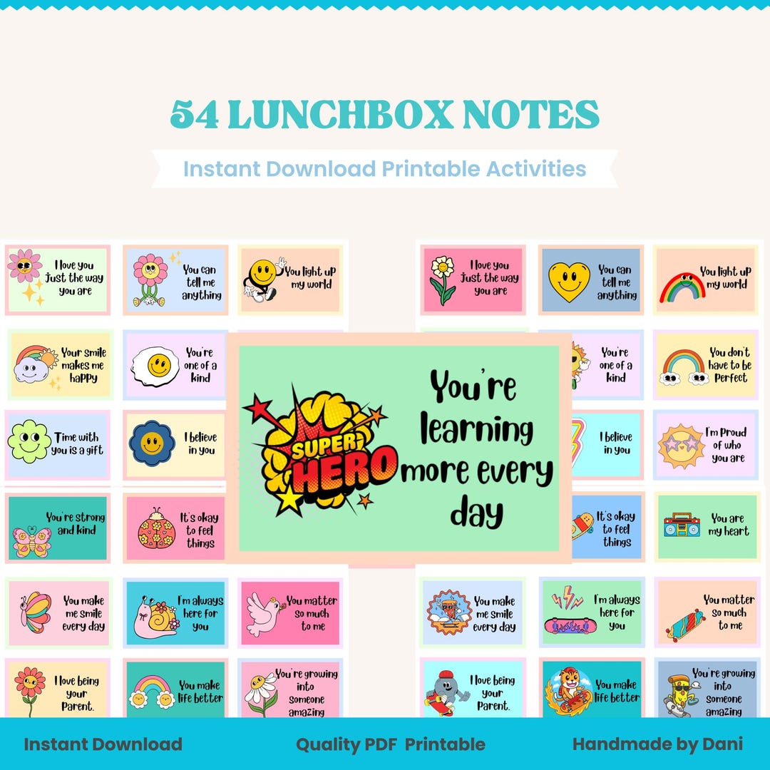 Fun Lunch Box Notes for Kids, Printable Lunchbox Notes for Everyone ...