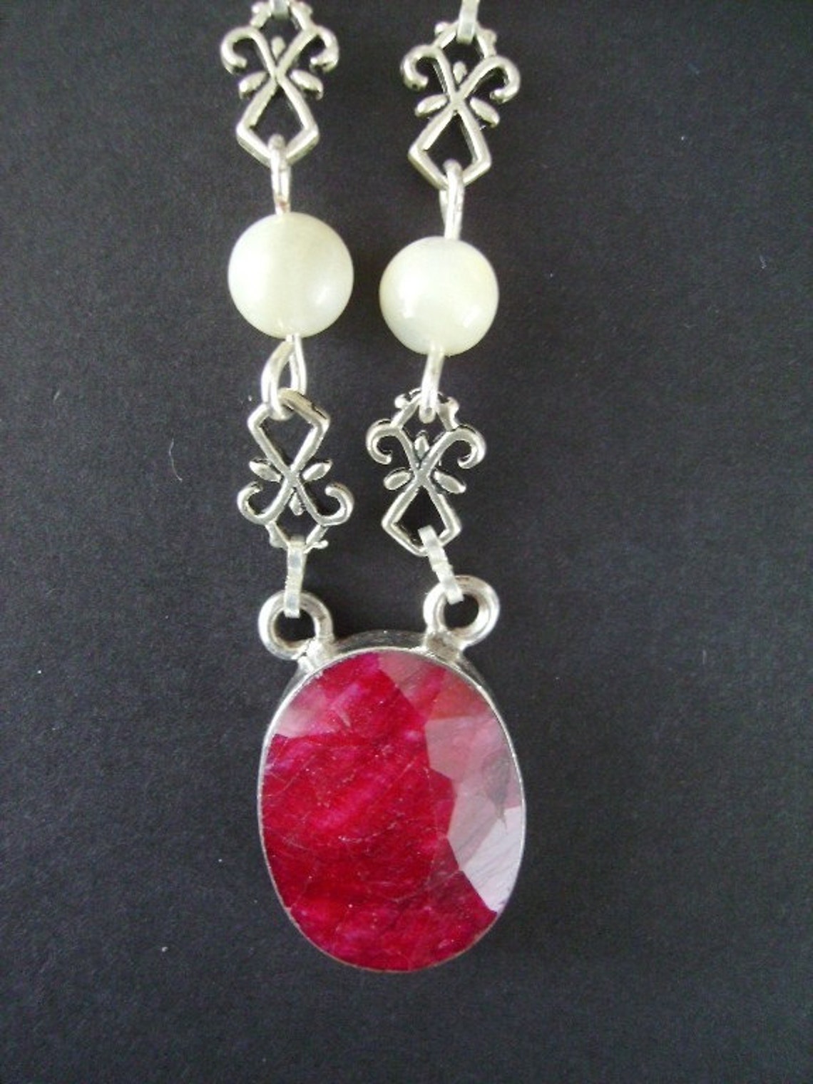 Ruby, MOP and Sterling Silver Necklace - Etsy